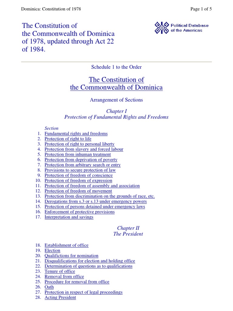 Dominica Constitution 1978 Overview | PDF | Constitution | Supreme Courts