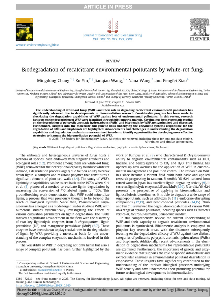 Biodegradation of Recalcitrant Environmental Pollutants by White-Rot ...