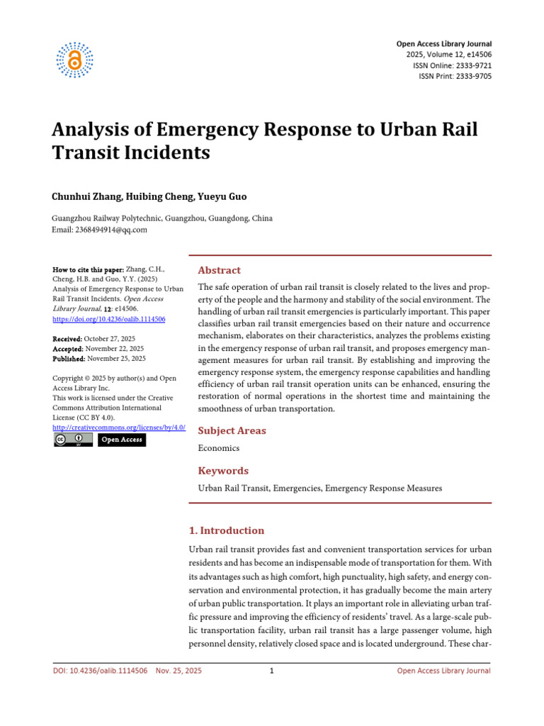 Analysis of Emergency Response To Urban Rail | PDF | Rail Transport ...