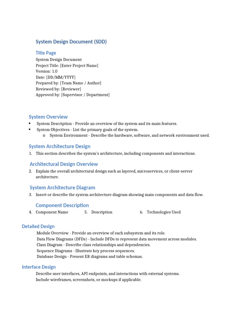 System Design Document Overview | PDF