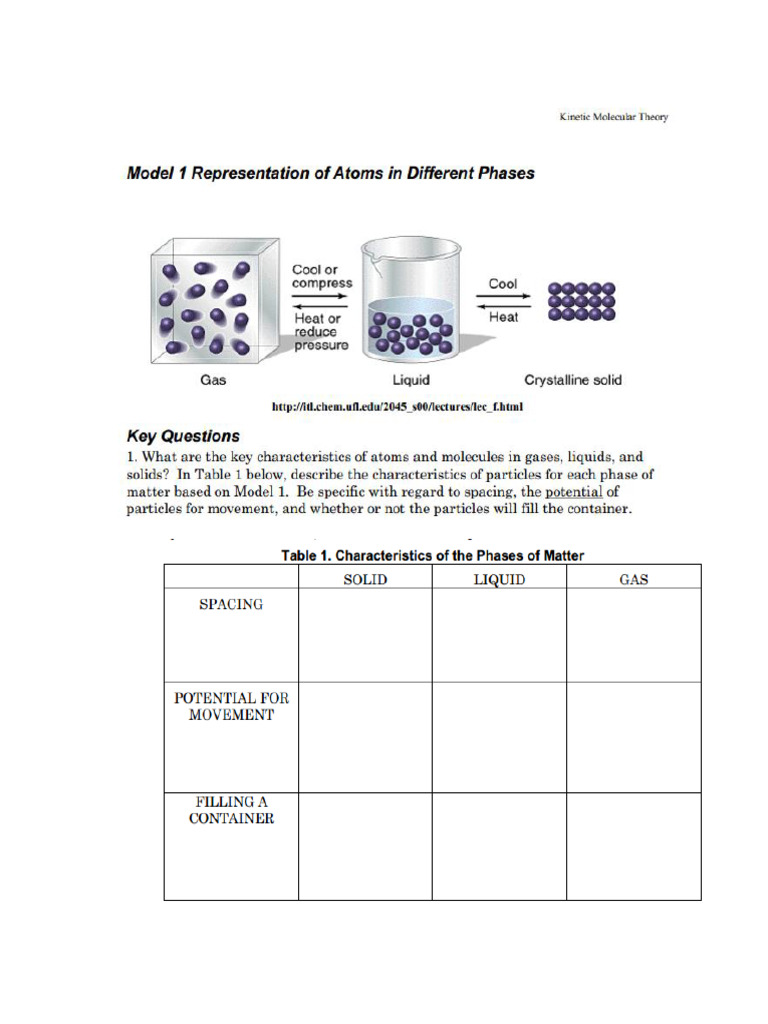 POGIL States of Matter Phase Changes | PDF | Phase (Matter) | Phase ...