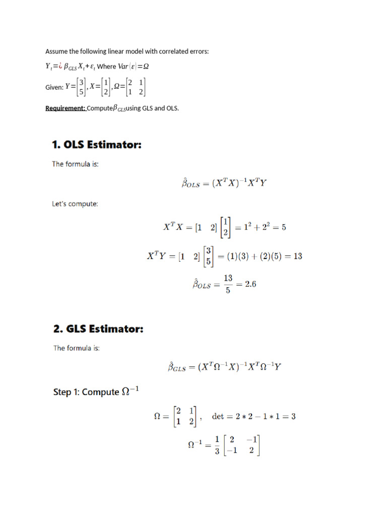 OLS and GLS Example | PDF