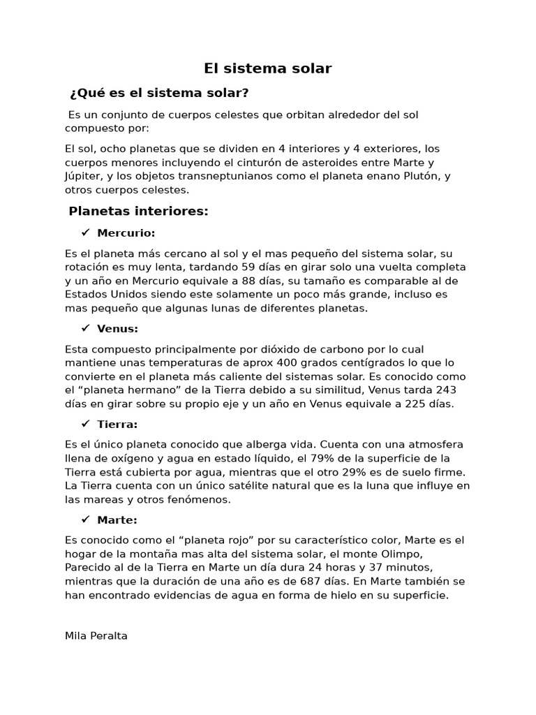Introducción al Sistema Solar y sus Planetas | PDF