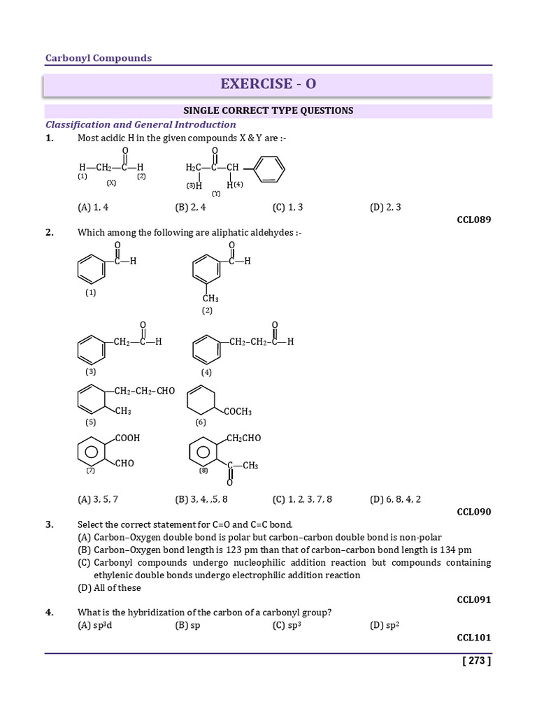 Carbonyl Compounds: Types and Reactions | PDF | Aldehyde | Carboxylic Acid
