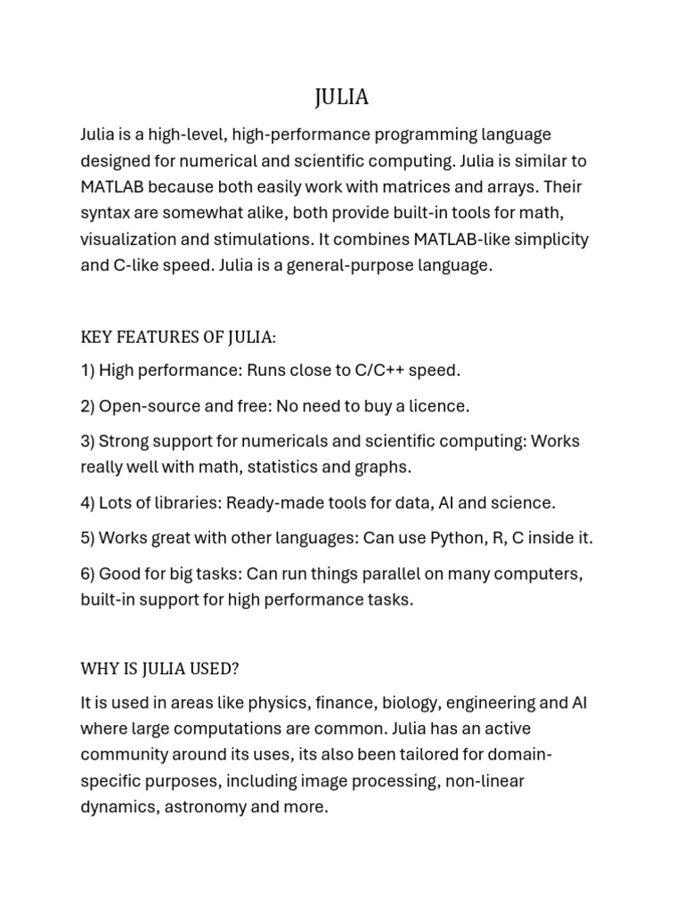 Julia: High-Performance Programming Language | PDF