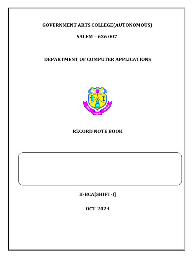 Lab Record Frontpage Sec II - Office Automation Lab | PDF