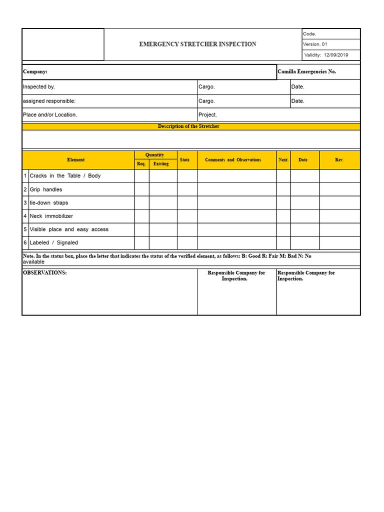 F-SST-MAG-18 EMERGENCY STRETCHER INSPECTION | PDF