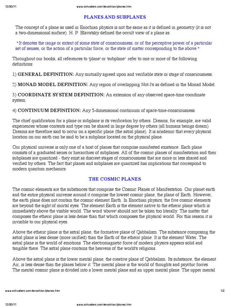 Enochian Planes | PDF | Plane (Esotericism) | Esotericism