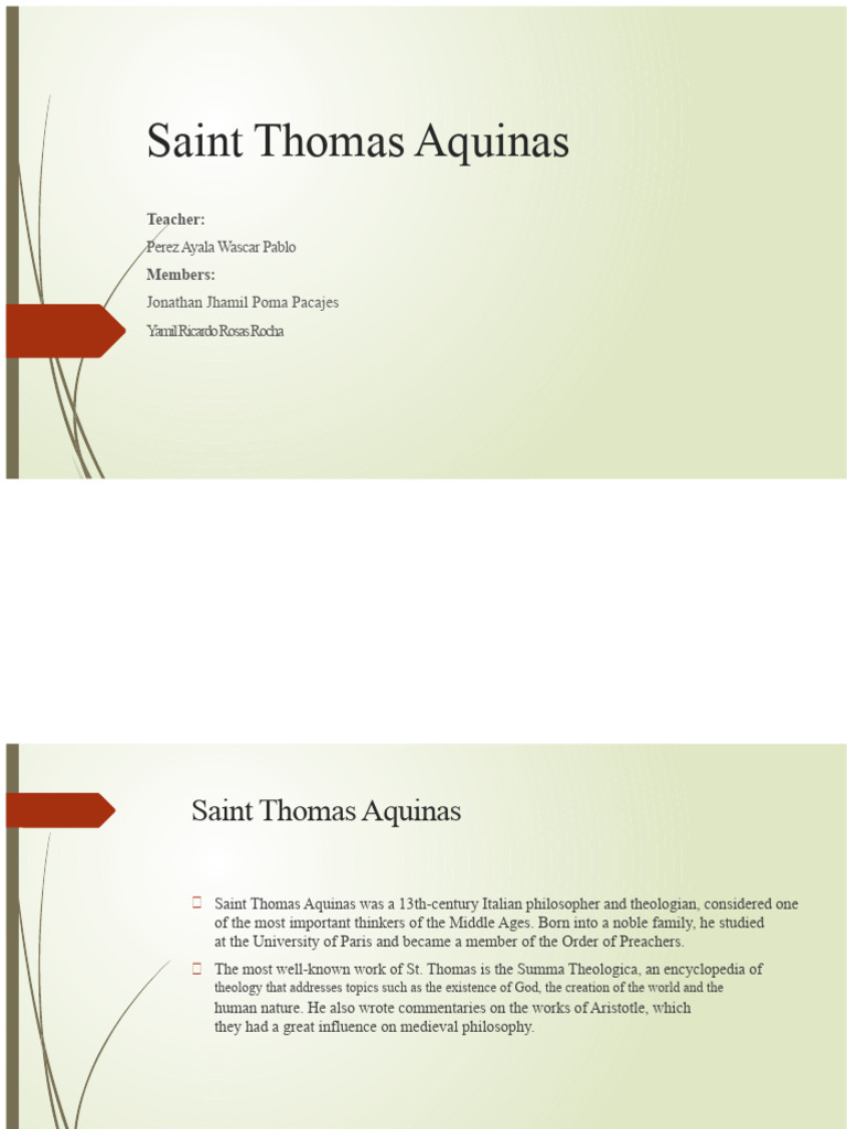 Saint Thomas Aquinas: Philosopher & Theologian | PDF