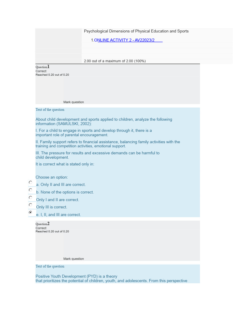 Psychological Dimensions of Physical Education and Sports | PDF ...