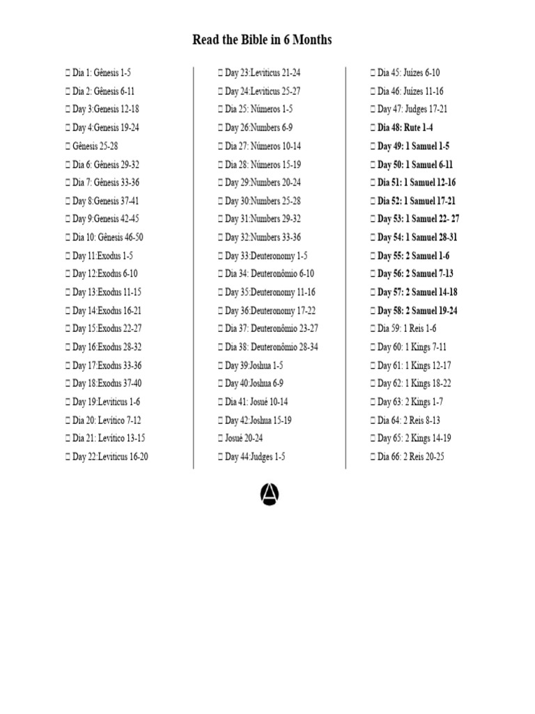 Plano de Estudo da Bíblia de 6 meses..pdf | PDF | Literatura religiosa | Libros