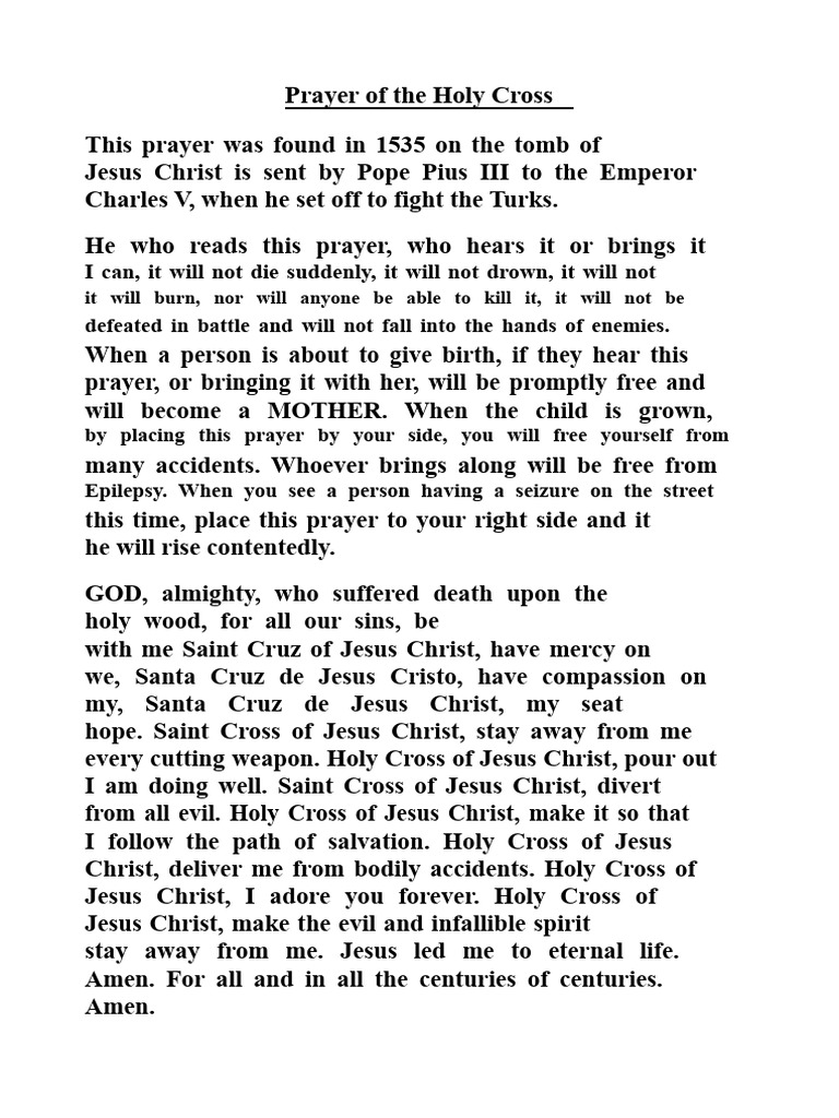 Prayer of The Holy Cross | PDF