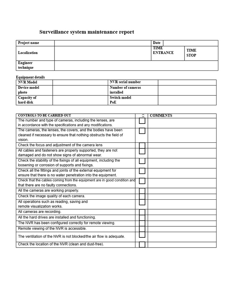 Surveillance System Maintenance Report | PDF | Camera | Closed Circuit ...