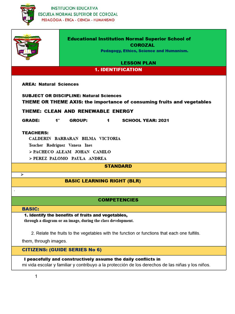 Lesson Plan on Fruits and Vegetables | PDF | Foods | Vegetables