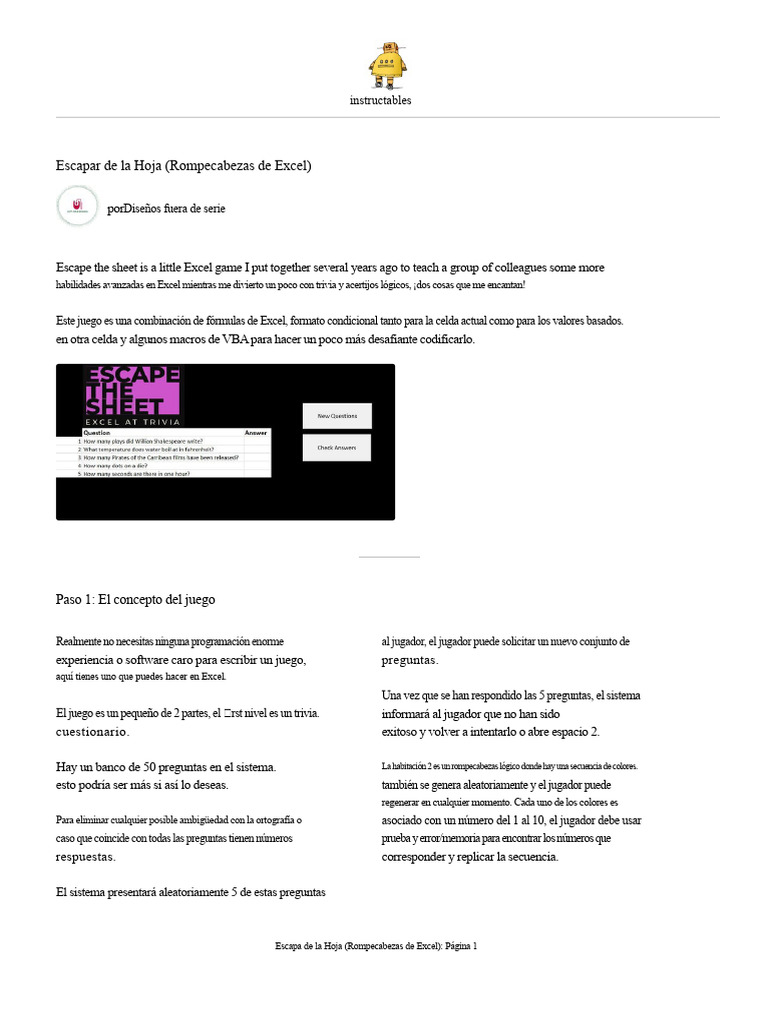 Escape The Sheet Excel Puzzle | PDF | Microsoft Excel