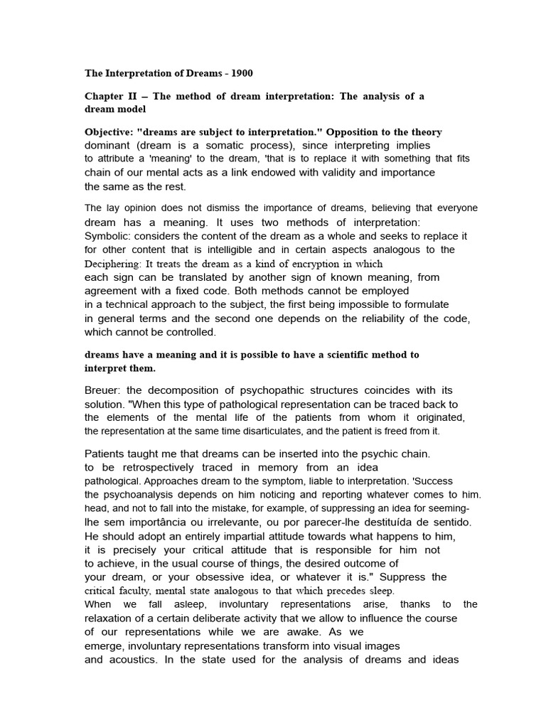 The Interpretation of Dreams - Chapter II | PDF | Dream | Dream ...