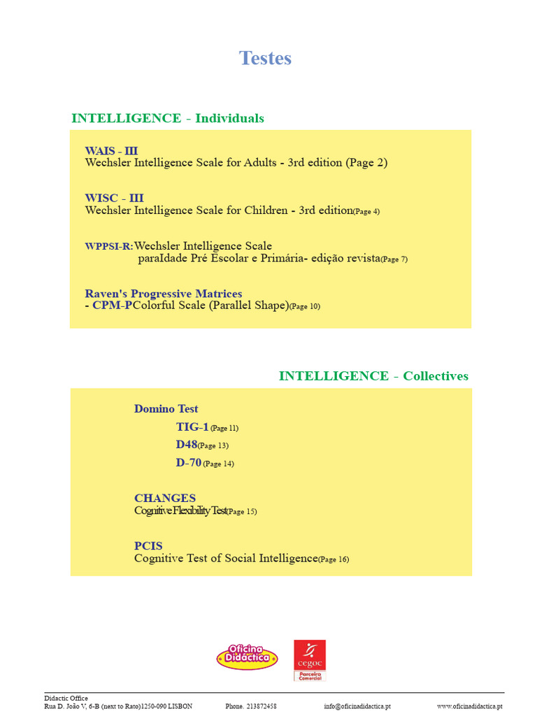 Tests Intelligence PDF | PDF | Wechsler Adult Intelligence Scale ...