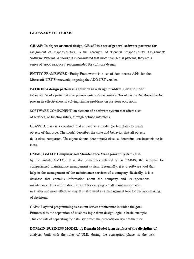 GLOSSARY OF TERMS.docx | PDF | Conceptual Model | Unified Modeling Language