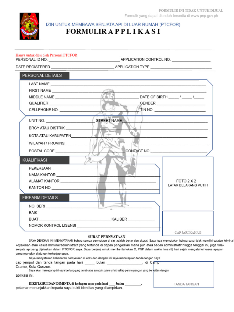 Formulir Izin Senjata Api PTCFOR | PDF