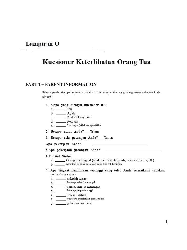 Kuesioner Keterlibatan Orang Tua.pdf | PDF