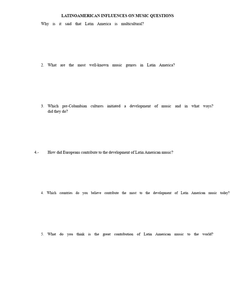 Questions About Latin American Influences in Music | PDF