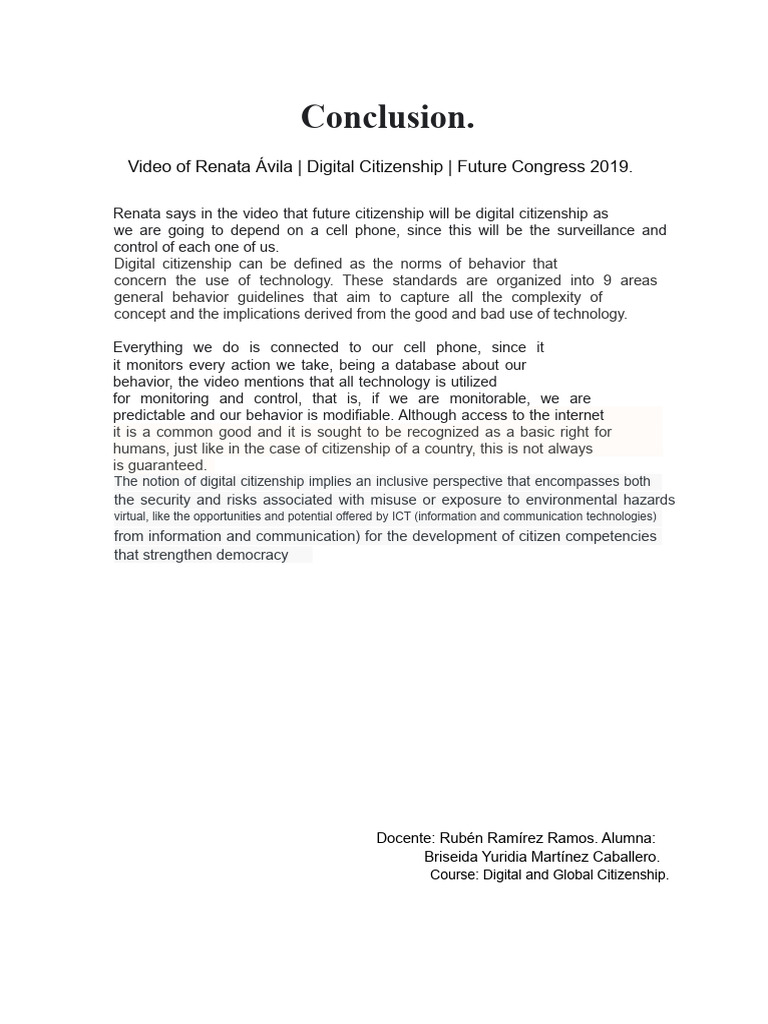 Conclusion - Digital Citizenship - BYMC | PDF