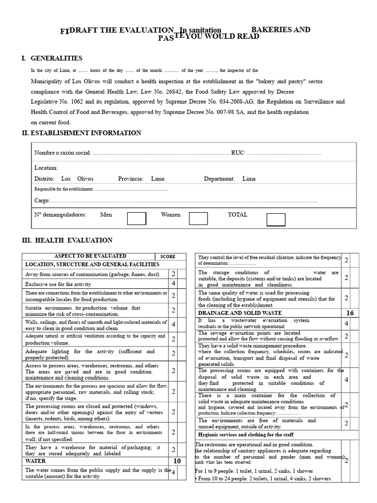 Lima Bakery Health Inspection Report | PDF | Hygiene | Public Toilet