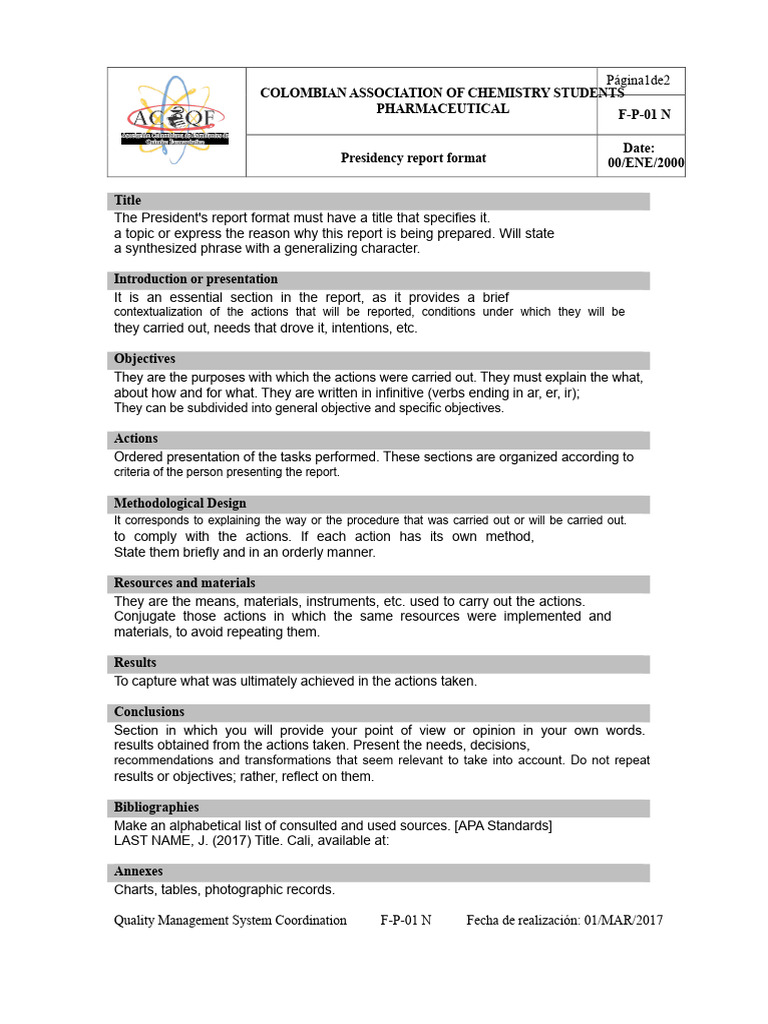Presidency Report Format | PDF | Grammar | Syntax