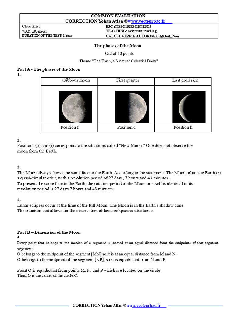 Phases of the Moon Evaluation Guide | PDF