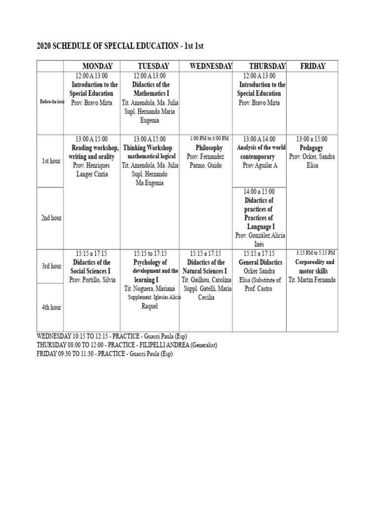 SPECIAL-EDUCATION-SCHEDULE-2020 | PDF | Procedural Knowledge | Pedagogy