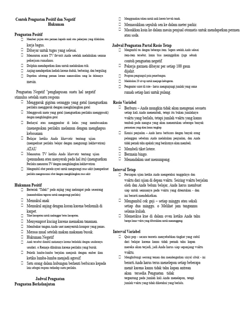 Contoh Penguatan Positif dan Negatif | PDF