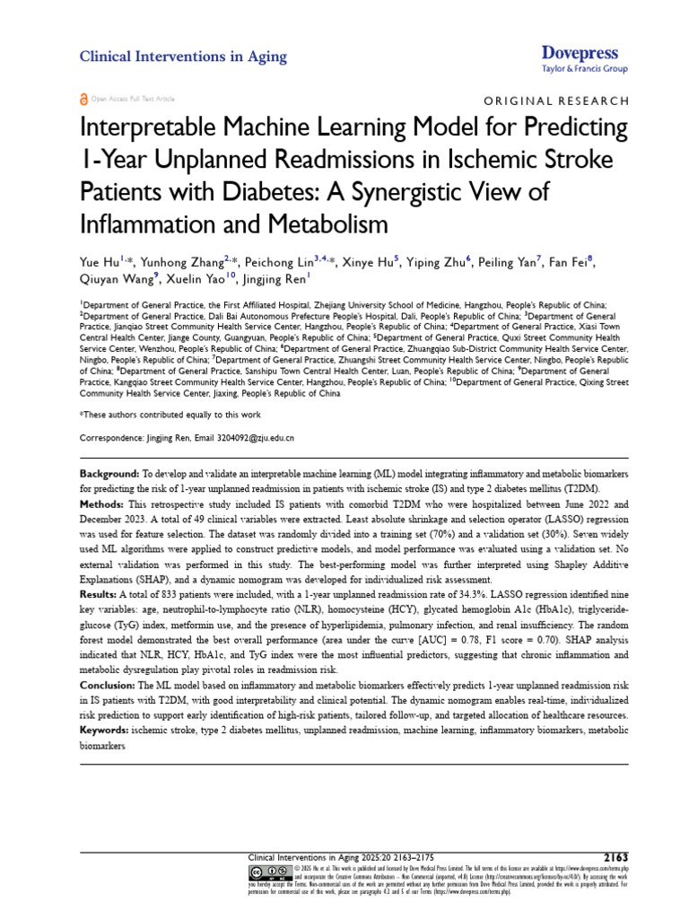 CIA-544949-interpretable-machine-learning-model-for-predicting-1-year-u | PDF | Stroke ...