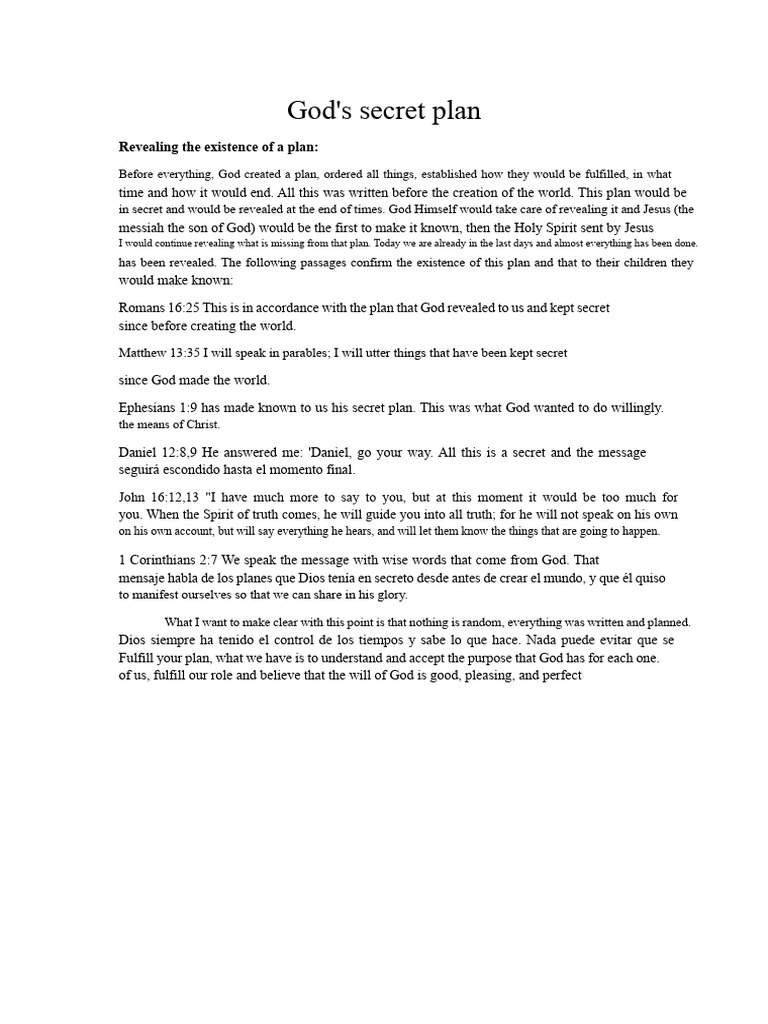 God's secret plan | PDF | Jesus | God In Christianity