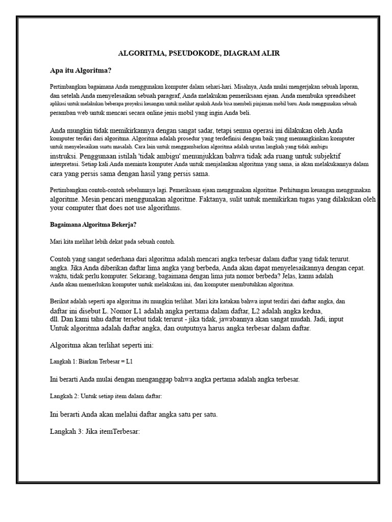 Algoritma, Diagram Alir, Pseudocode | PDF