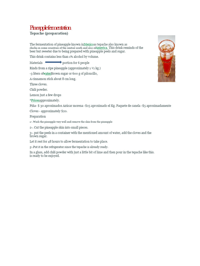 Pineapple Fermentation | PDF | Drink | Foods