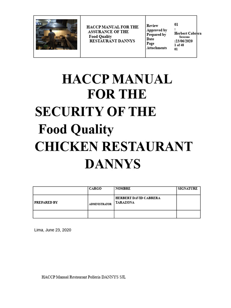 HACCP Manual for Danny's Restaurant | PDF | Food Safety | Verification ...