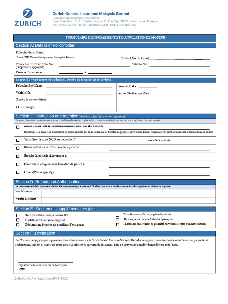 Formulaire d'Annulation d'Assurance Auto | PDF