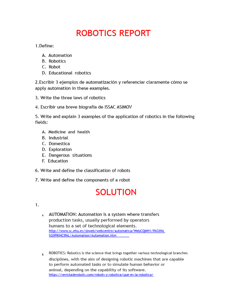 Robotics Report | PDF