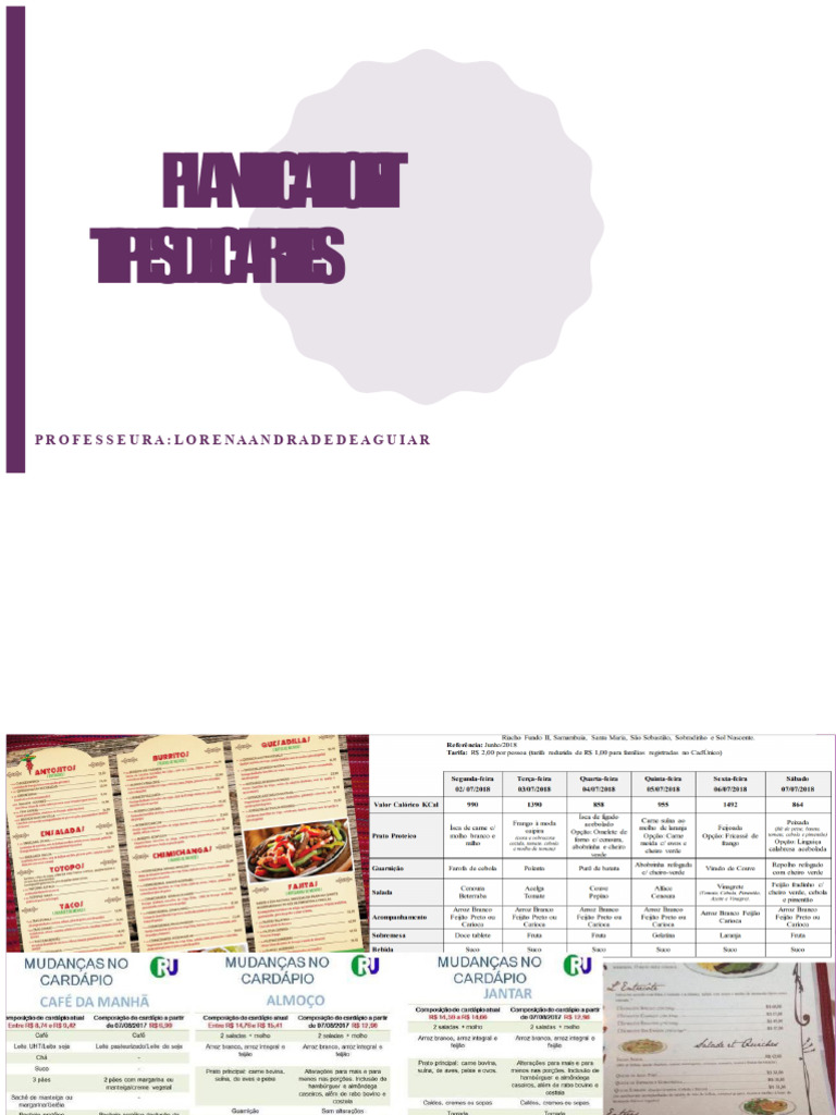Planification et Élaboration de Menus Nutritifs | PDF | Légumes | Fruit