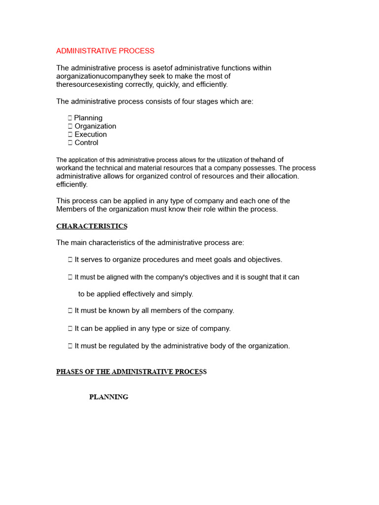 ADMINISTRATIVE PROCESS | PDF | Goal | Business