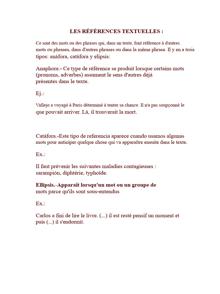 Références textuelles : anaphore, catáfora, ellipse | PDF