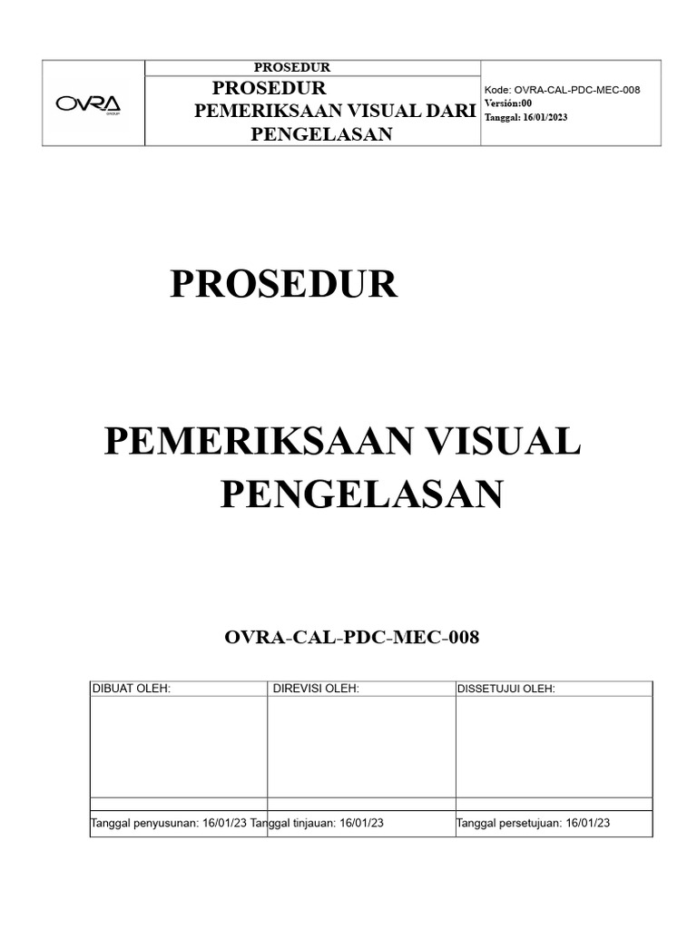 Prosedur Inspeksi Visual - Ok PDF | PDF