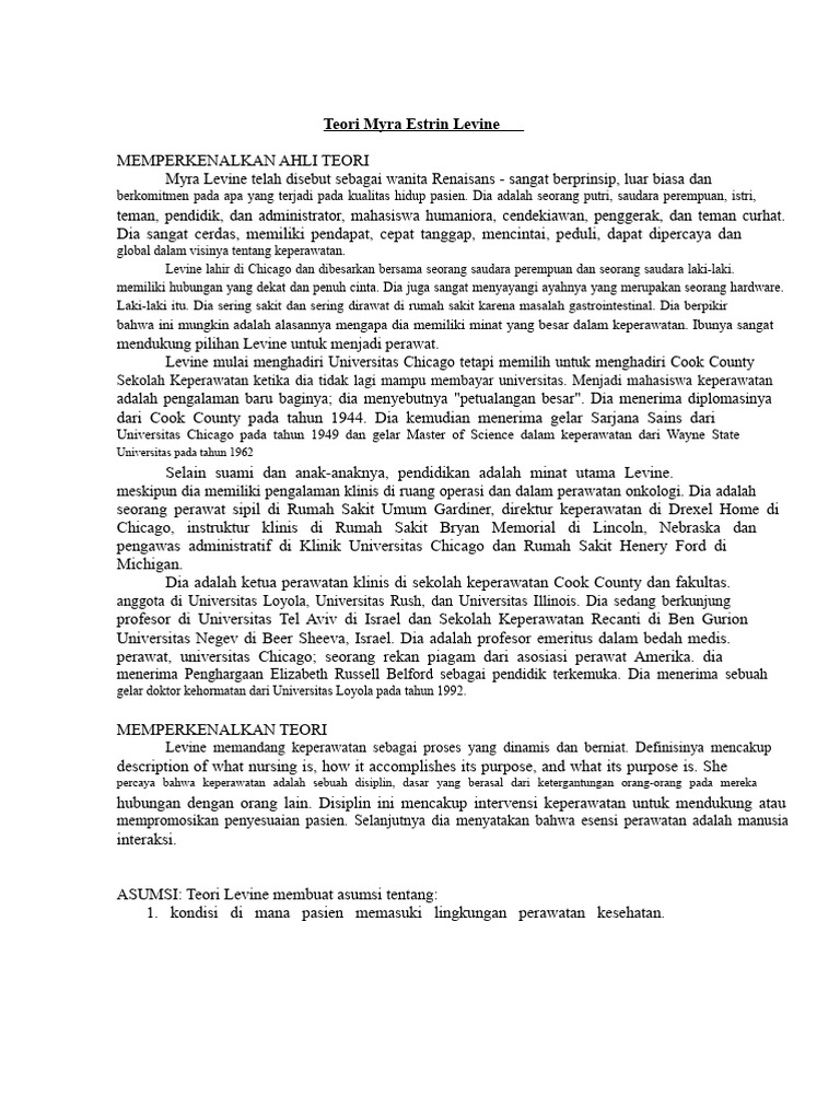 Teori Myra Estrin Levine | PDF