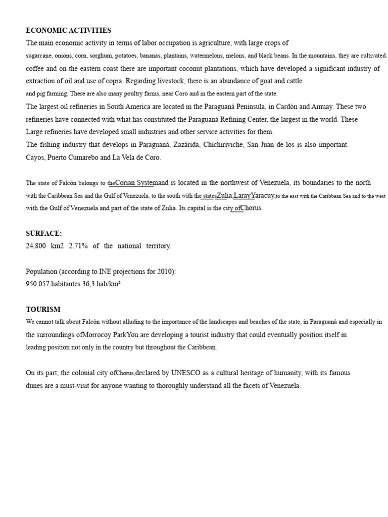 Economic Overview of Falcón, Lara, and Yaracuy | PDF