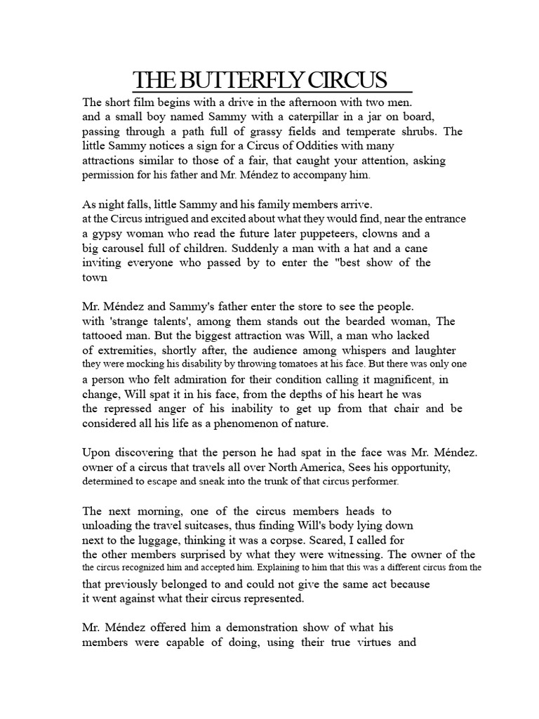 Summary of The Butterfly Circus | PDF