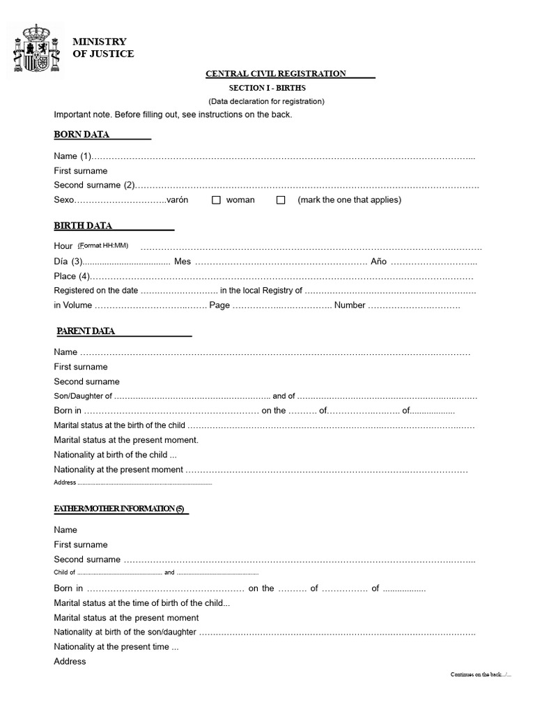 Birth Data Declaration Form | PDF | Social Institutions | Justice