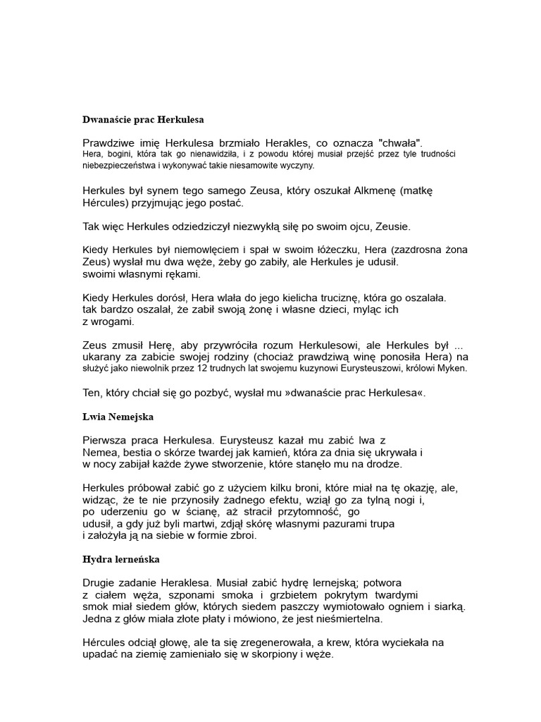 Dwanaście Prac Herkulesa | PDF