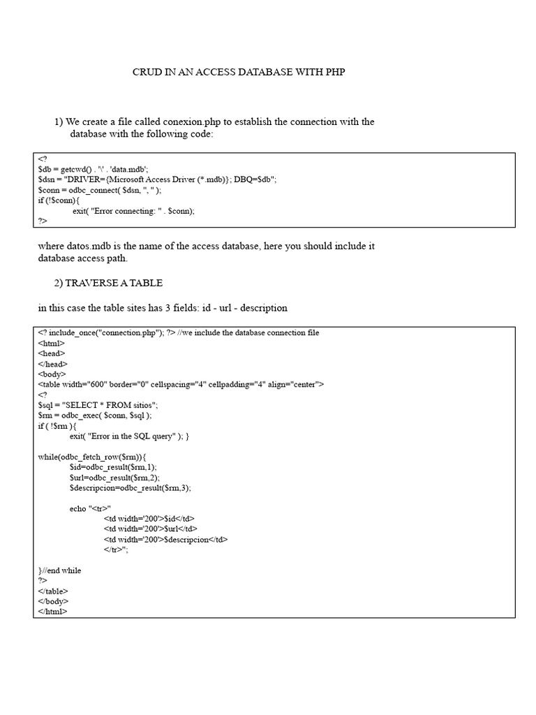 ABM in an Access Database with PHP | PDF