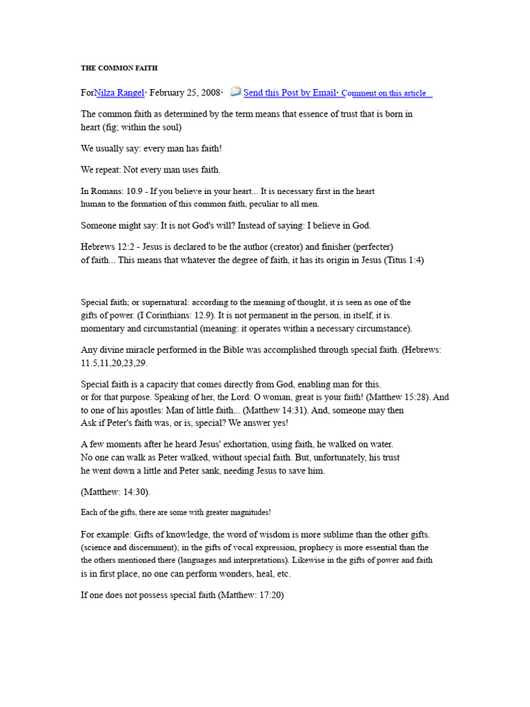 THE COMMON FAITH.docx | PDF | Faith | Jesus