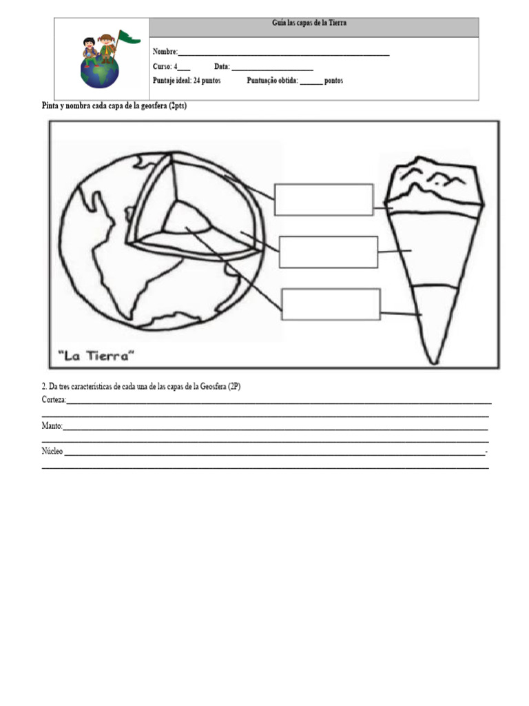 Guia As Camadas da Terra 4º básico | PDF